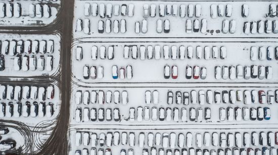 Thousands New Cars Covered Snow Corby Editorial Stock Photo - Stock ...