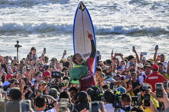 Brazilian Surfer Joao Chianca Celebrates Fans Editorial Stock Photo ...
