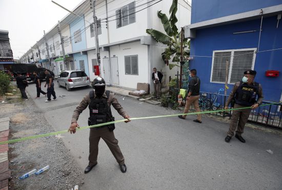 Thai Police Officers Block Off Street Editorial Stock Photo - Stock ...
