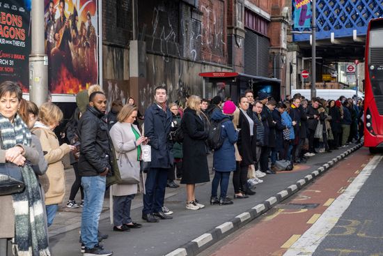 Commuters Queue Bus Stops Outside Waterloo Editorial Stock Photo ...