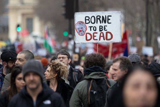 Protestors Hold Slogan Bearing Mocking Portrait Editorial Stock Photo ...