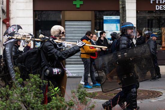 Man Dressed Skeleton Seen Behind Policeman Editorial Stock Photo ...