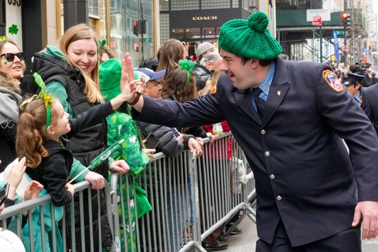 Firefighter High Fives Young Spectator During Editorial Stock Photo ...