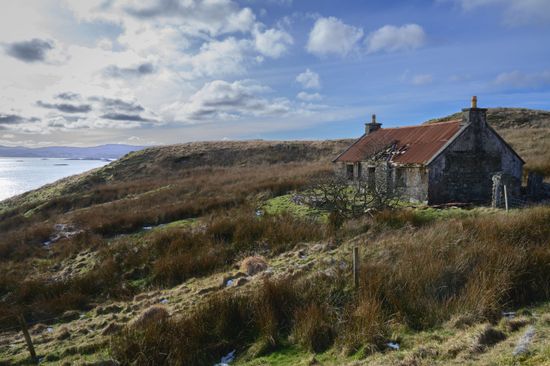 Derelict Crofters Cottage Kyles Scalpay Caolas Editorial Stock Photo ...