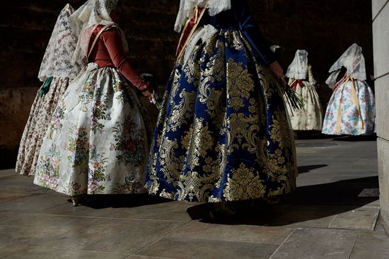 Falleras Dressed Traditional Costume Walk Towards Editorial Stock Photo ...