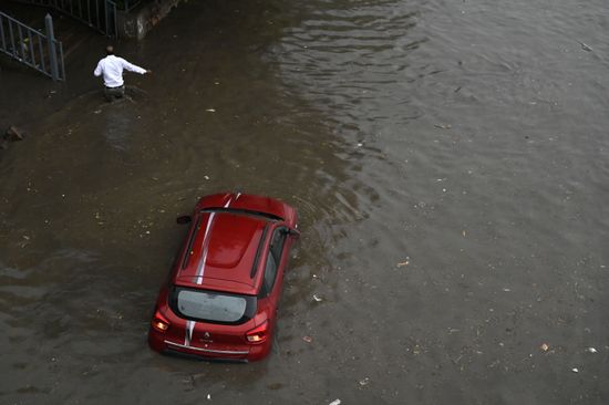 Car Stuck Waterlogged Service Lane Amid Editorial Stock Photo - Stock ...