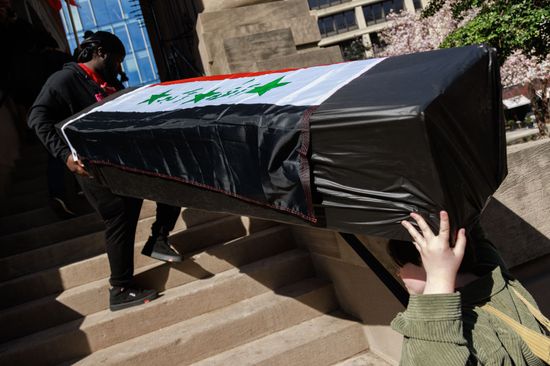 Demonstrators Carry Symbolic Body Caskets Into Editorial Stock Photo ...