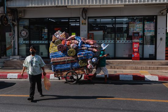 Man Seen Pulling Cart Loaded Pillows Editorial Stock Photo - Stock ...