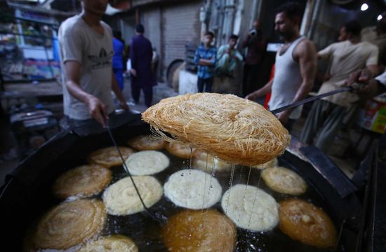 Vendor Prepares Traditional Food Khajla Ahead Editorial Stock Photo ...