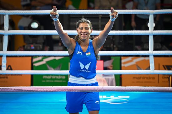 Indian Boxer Manisha Blue During 54kg57kg Editorial Stock Photo - Stock ...