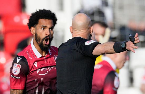 Jordan Roberts Stevenage Shouts Referee Darren Editorial Stock Photo ...