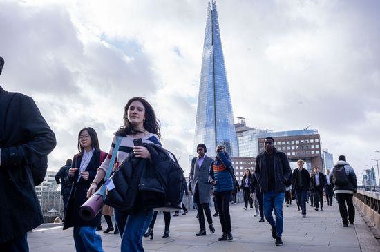 City Workers Walk Over London Bridge Editorial Stock Photo - Stock ...