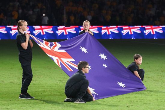 Australian Flag Displayed During National Anthems Editorial Stock Photo ...