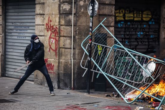 Protesters Clash Riot Police During Demonstration Editorial Stock Photo ...