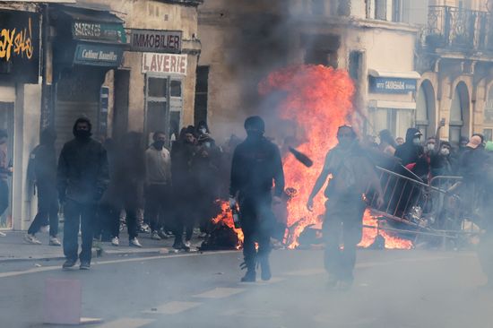 Protesters Clash Riot Police During Demonstration Editorial Stock Photo ...