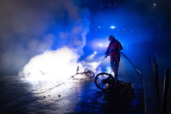 Firefighters Extinguish Burning Barricades Battery Explosion Editorial ...