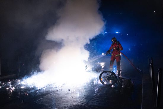 Firefighters Extinguish Burning Barricades Battery Explosion Editorial ...
