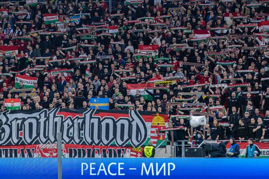 Hungarian Fans Tricolor Flags During National Editorial Stock Photo ...