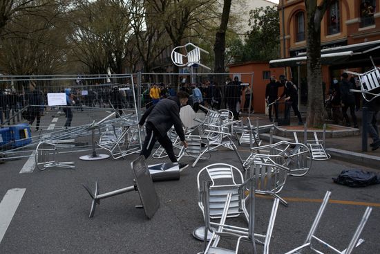 Rioters Throws Chairs On Barricade Scuffles Editorial Stock Photo ...