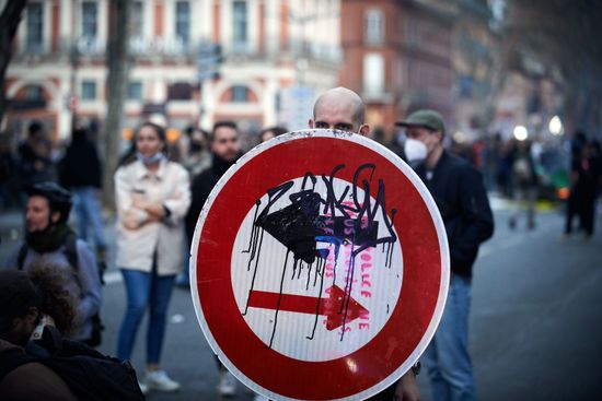Man Holds Roadsign During Riots Scuffles Editorial Stock Photo - Stock ...