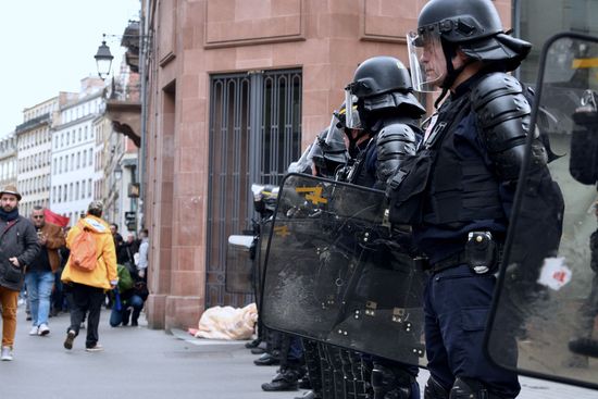 Riot Police Face Protesters During Demonstration Editorial Stock Photo ...