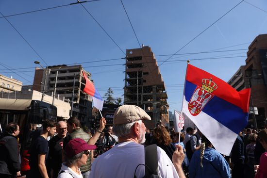 People Wave Serbian Flags During Antigovernment Editorial Stock Photo ...