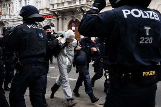Police Officers Detain Person Blocking Road Editorial Stock Photo ...