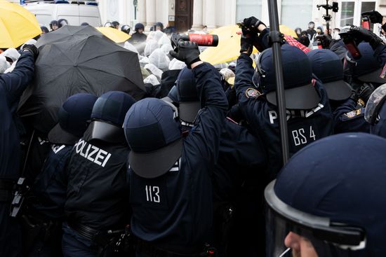 Police Officers Use Pepper Spray They Editorial Stock Photo - Stock ...
