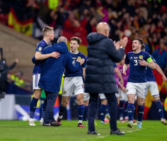 Scott Mctominay Scotland Celebrates Kieran Tierney Editorial Stock ...