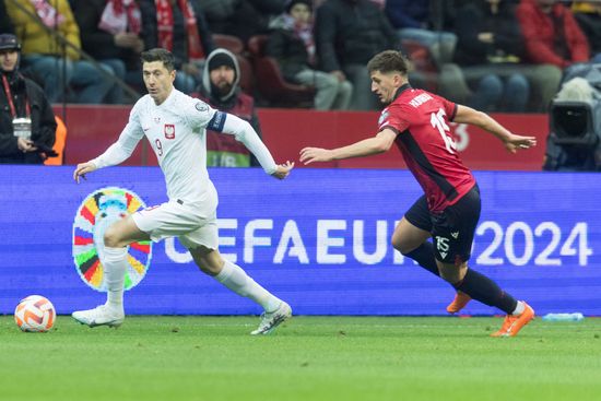 Robert Lewandowski Marash Kumbulla During European Editorial Stock ...