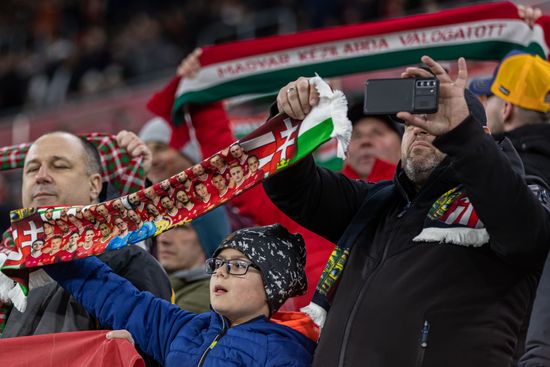 Hungarian Fans Tricolor Flags Before Uefa Editorial Stock Photo - Stock ...