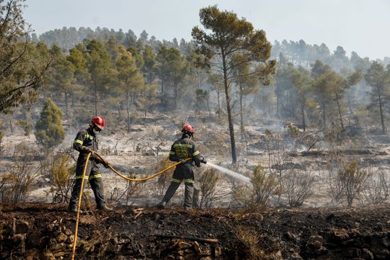 Firefighters Try Control Forest Fire Village Editorial Stock Photo ...