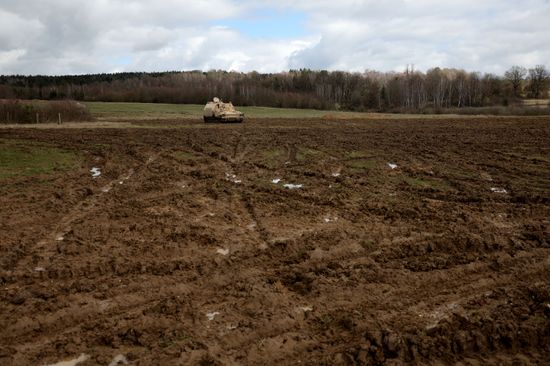 Tank Stays On Muddy Field During Editorial Stock Photo - Stock Image ...