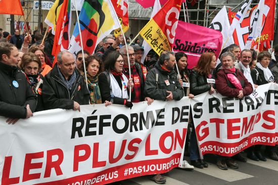 Leaders Main French Trade Unions Parade Editorial Stock Photo - Stock ...
