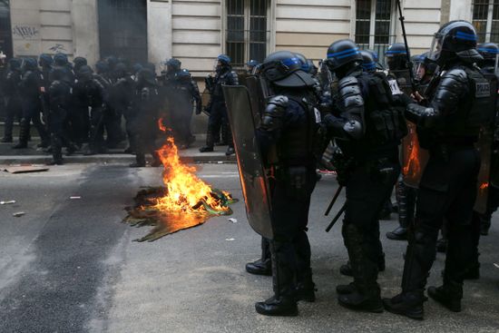 Crs Riot Police Stand Near Fire Editorial Stock Photo - Stock Image ...