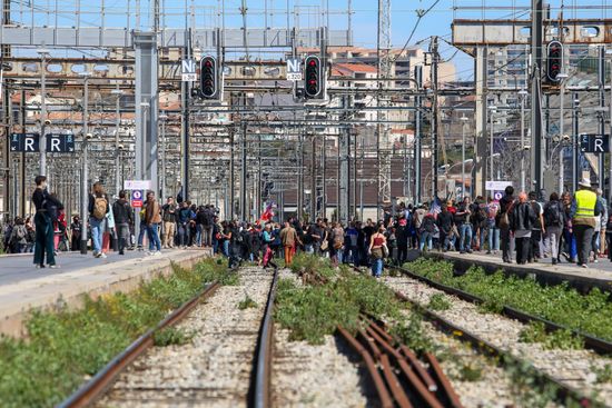 Young Demonstrators Obstruct Traffic Lanes Marseille Editorial Stock ...