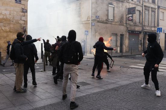 Protesters Clash Riot Police During Demonstration Editorial Stock Photo ...