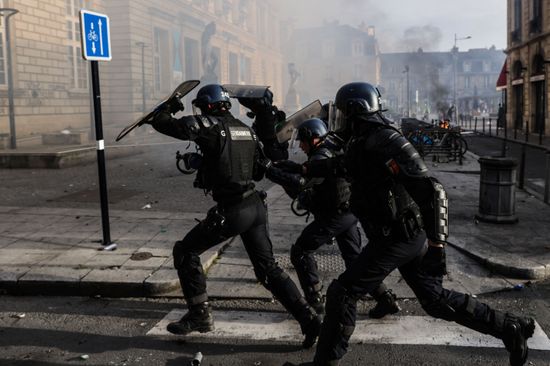Protesters Clash Riot Police During Demonstration Editorial Stock Photo ...