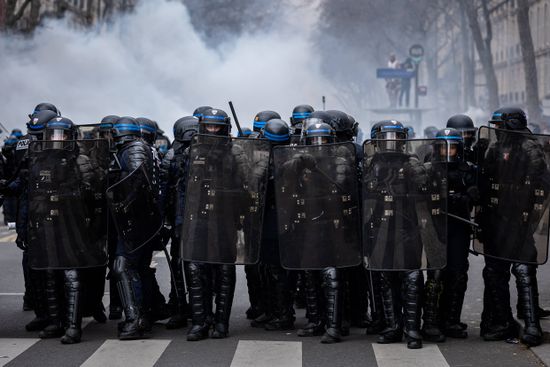 Riot Police Stand Guard During Protest Editorial Stock Photo - Stock ...
