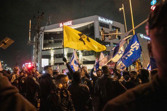 Proreform Protestors Wave Likud Party Flag Editorial Stock Photo ...