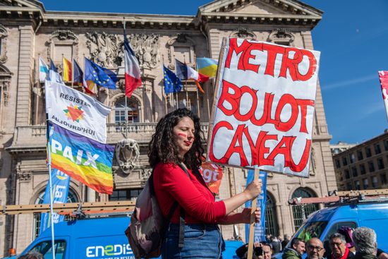 Demonstrator Holds Placard Slogan Metro Boulot Editorial Stock Photo ...