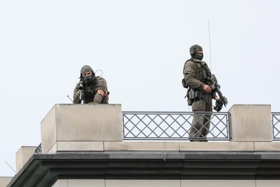 Law Enforcement Sniper Team Stands On Editorial Stock Photo - Stock ...