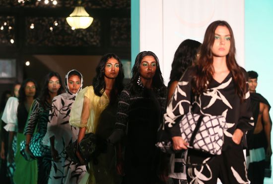 Models Presenting Creations By Fashion Designer Editorial Stock Photo ...