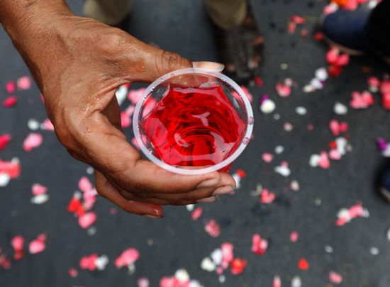 Hindu Devotee Serves Drinks During Religious Editorial Stock Photo ...