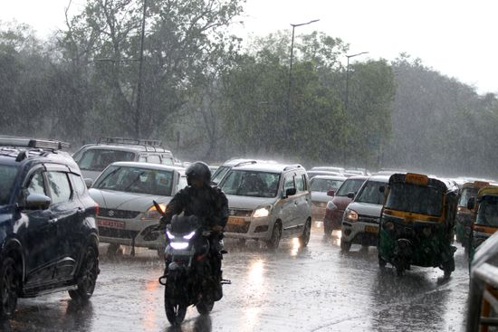 Traffic Passing During Rain Near Patiala Editorial Stock Photo - Stock ...