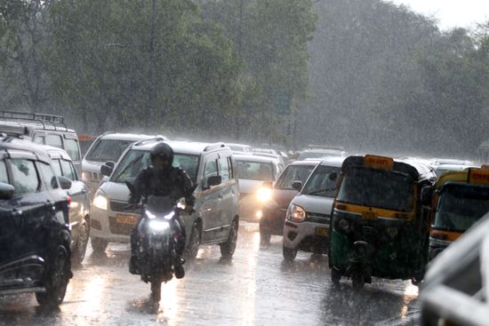 Traffic Passing During Rain Near Patiala Editorial Stock Photo - Stock ...
