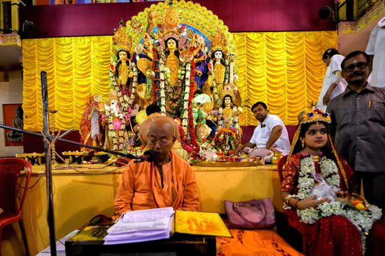 Priest Adyapith Temple Seen Conducting Kumari Editorial Stock Photo ...