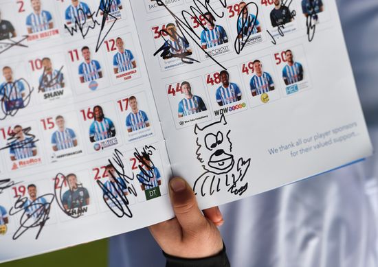 Huddersfield Town Players Sign Autographs Mascots Editorial Stock Photo ...