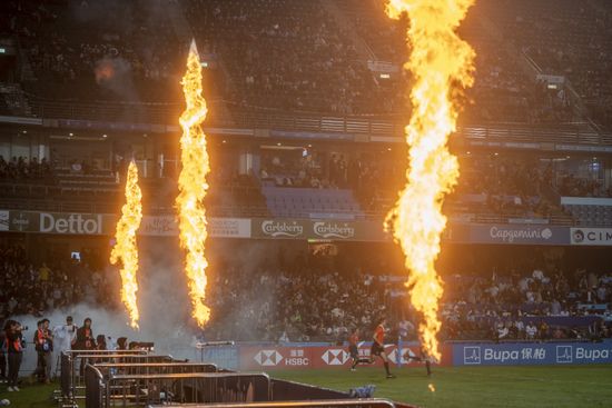 Player Running Flames Hong Kong Stadium Editorial Stock Photo - Stock ...