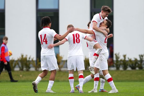 Polish Players Celebrate Goal During European Editorial Stock Photo ...